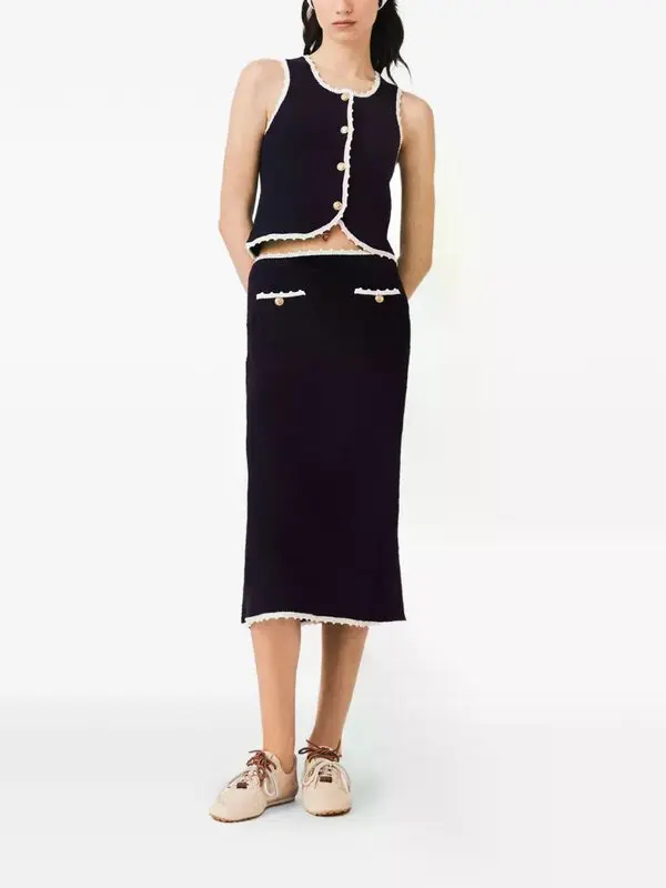 Maje Crochet-knit Midi Skirt