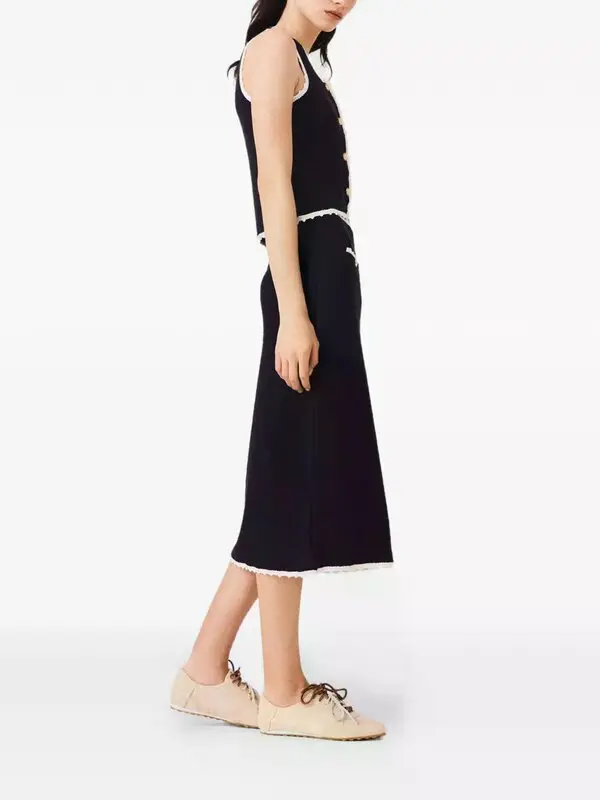 Maje Crochet-knit Midi Skirt