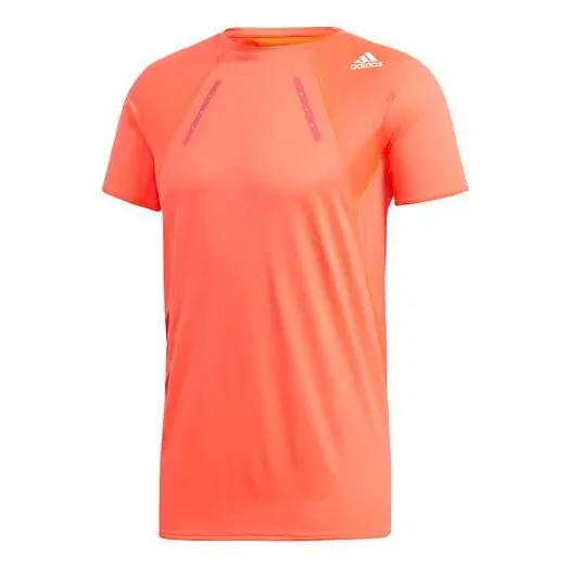 Adidas Round Neck Logo Printing Sports Short Sleeve Orange Red - Default Color