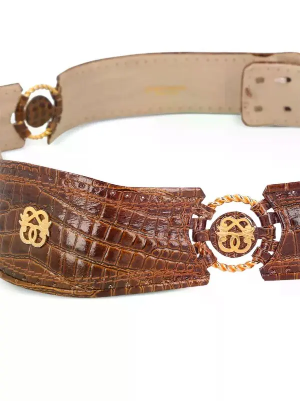 PIROVANO VINTAGE Crocodile-embossed Logo Belt