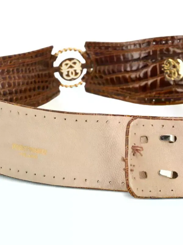 PIROVANO VINTAGE Crocodile-embossed Logo Belt