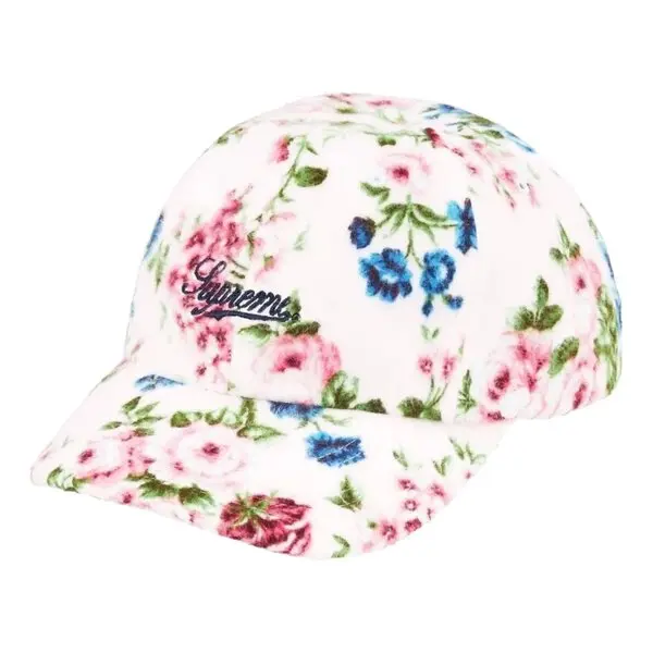 Supreme Floral Flannel 6-panel Cap - White