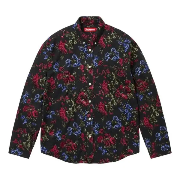 Supreme Ss26 Floral Flannel Shirt - Black