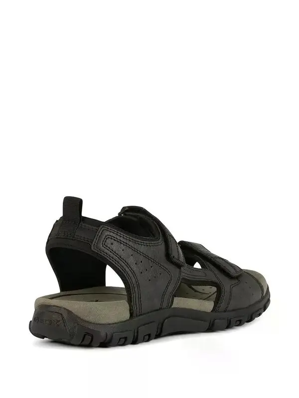 Geox Perforated Touch-strap Sandals - Black