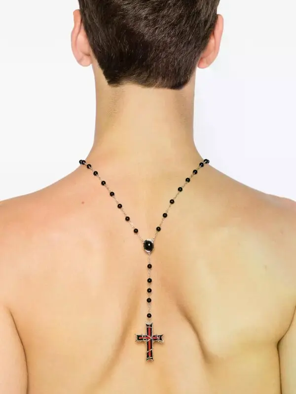 DARKAI Beaded Cross Pendant Necklace