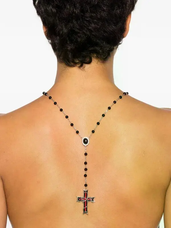 DARKAI Beaded Cross Pendant Necklace
