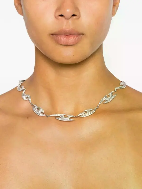 DARKAI Crystal Embellished Flame Necklace