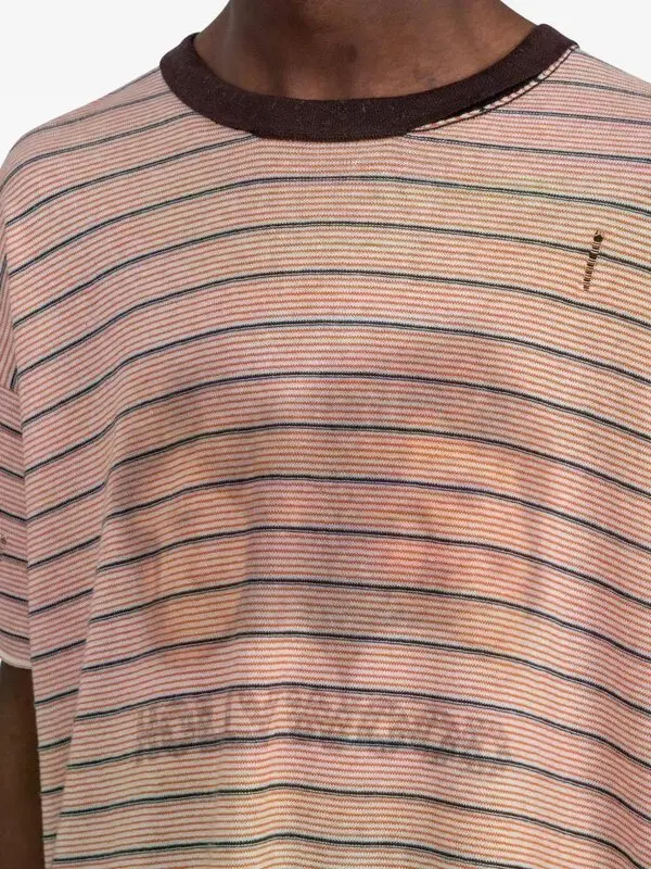 PALY Distressed-effect Striped-pattern T-shirt