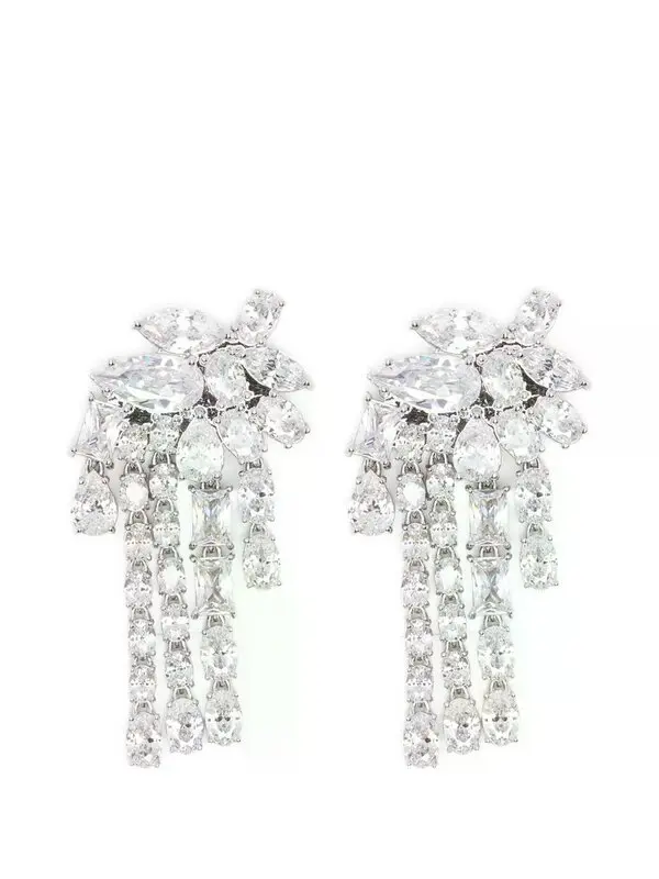 SELF-PORTRAIT Crystal-embellished Drop Earrings - Silver