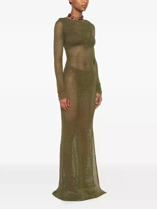 FROM BIKINI Crochet Knit Maxi Dress With Side Slit