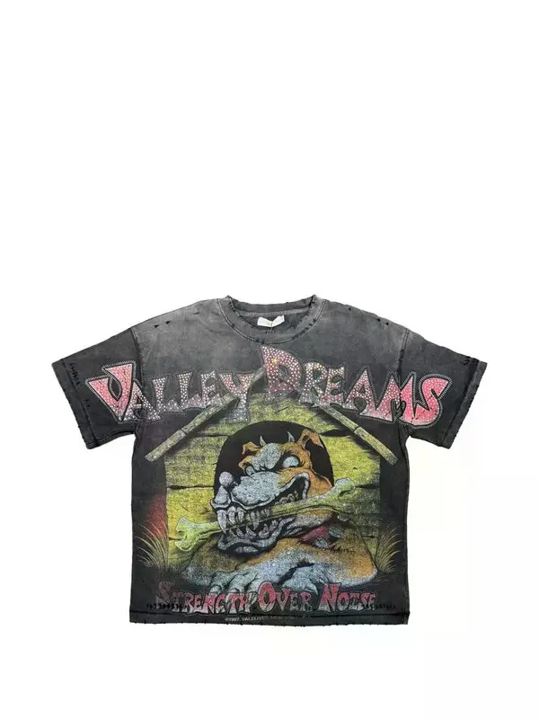 VALE FOREVER Distressed Graphic-print T-shirt