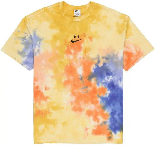 Nike Tie Dye Smiling Face Printing Loose Short Sleeve Orange T-shirt - Default Color