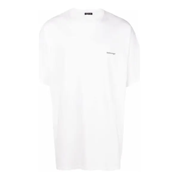 Balenciaga Small Logo Print Cotton T-shirt - White