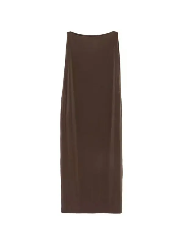 Issey Miyake Sleeveless Boat-neck Dress - Brown