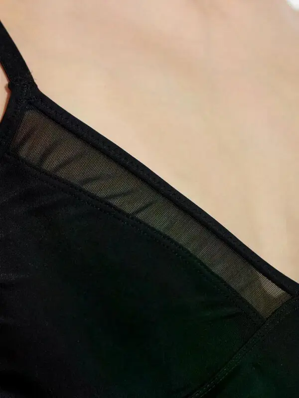 HEIST Sheer Mesh-panelled V-neck Bodysuit