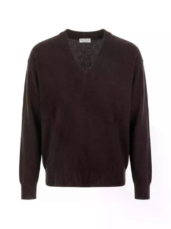 Brunello Cucinelli V-neck Cashmere Sweater - Brown