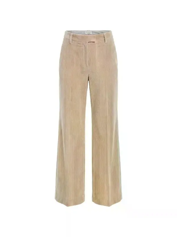 Brunello Cucinelli Corduroy-effect Straight-leg Trousers - Neutrals