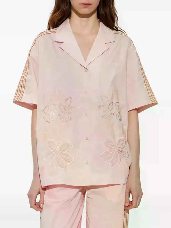 Adidas Floral Embroidered Short-sleeved Shirt