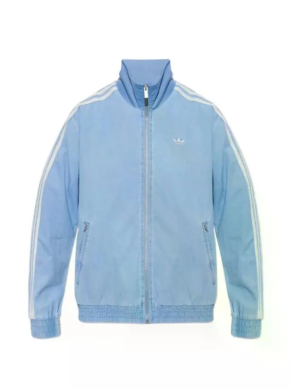 Adidas Embroidered Side-stripe Denim Jacket - Blue