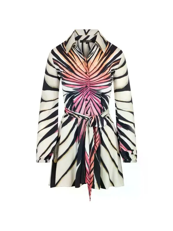Roberto Cavalli Printed Mini Shirt Dress - Neutrals