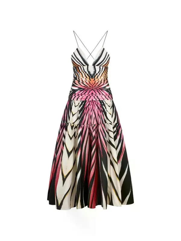 Roberto Cavalli Ray Of Paradise Printed Midi Dress - Black