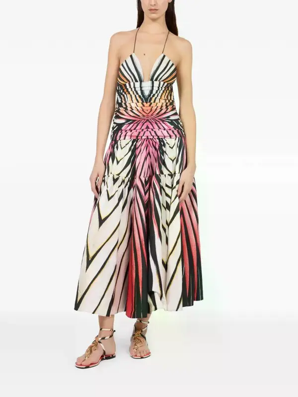 Roberto Cavalli Ray Of Paradise Printed Midi Dress - Black
