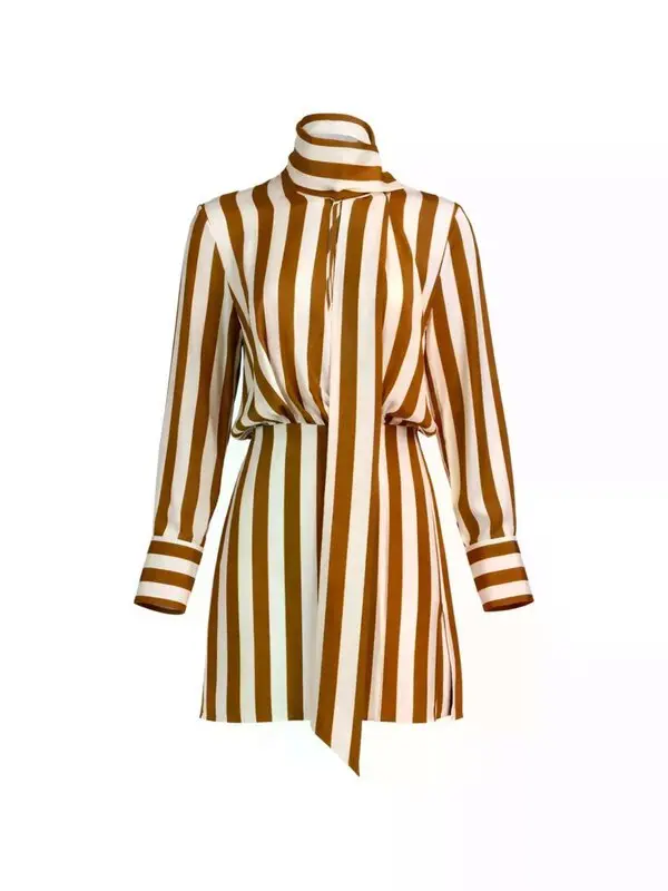 Silvia Tcherassi Imelda Striped Mini Dress - Brown