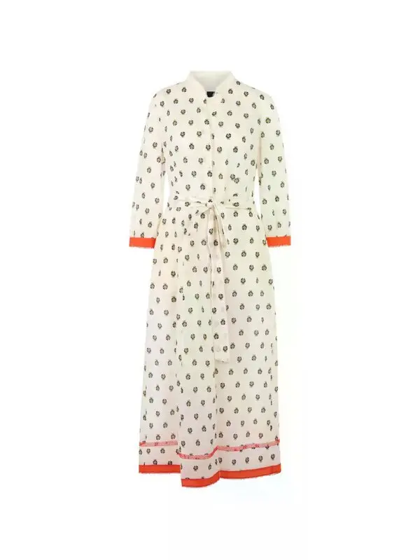 MARCCAIN Ecru Floral Print Belted Dress - Neutrals
