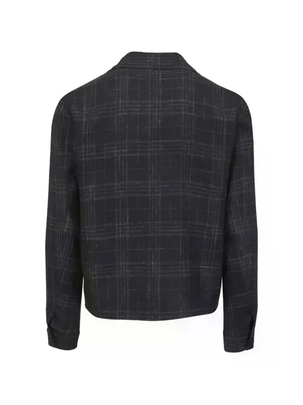 Isaia Check-pattern Spread-collar Jacket