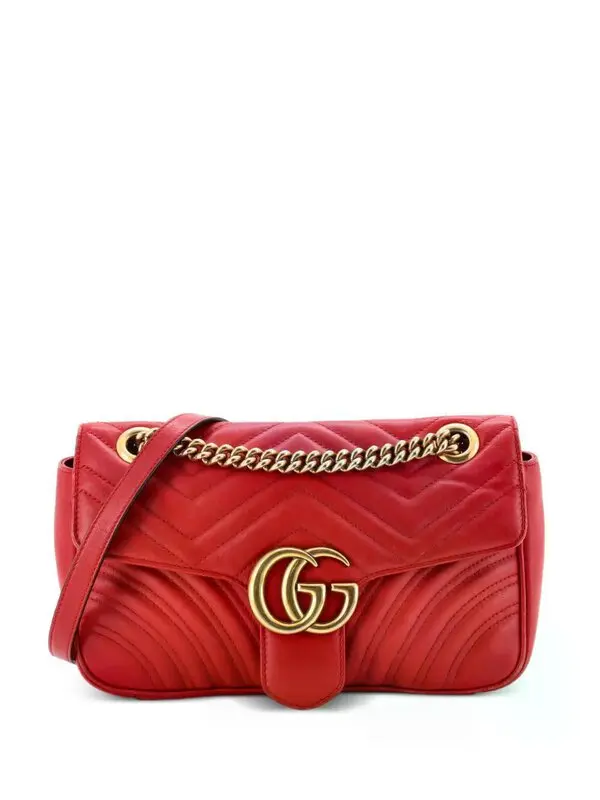 Gucci Gg Marmont Matelassé Leather Medium Shoulder Bag - Red