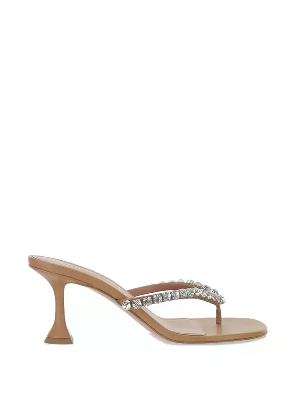 Amina Muaddi Gigi Crystal Embellished Thong Heeled Sandals - Neutrals
