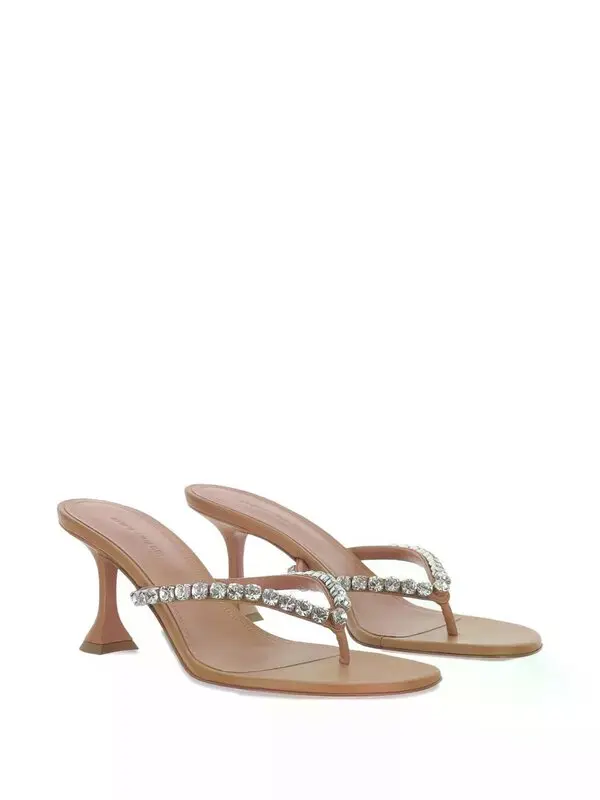 Amina Muaddi Gigi Crystal Embellished Thong Heeled Sandals