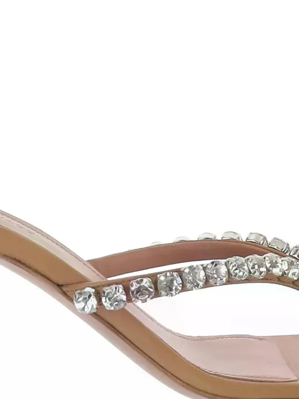 Amina Muaddi Gigi Crystal Embellished Thong Heeled Sandals
