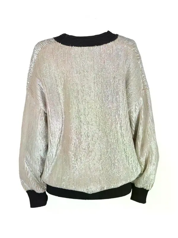Gianfranco Ferre 1990s -tone Sequin Embellished V-neck Sweater - Silver
