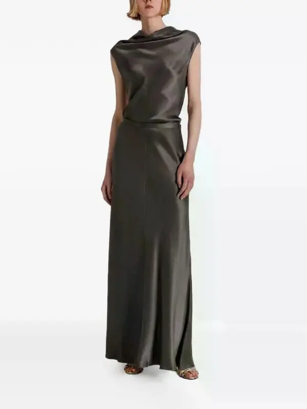 Alberta Ferretti Satin-effect Flared Maxi Skirt