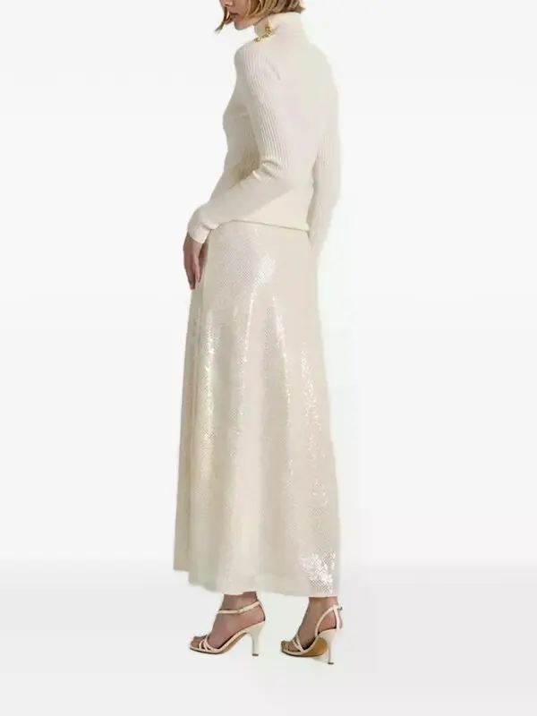 Alberta Ferretti Ribbed-knit Sweater With Gold-tone Brooch Detail