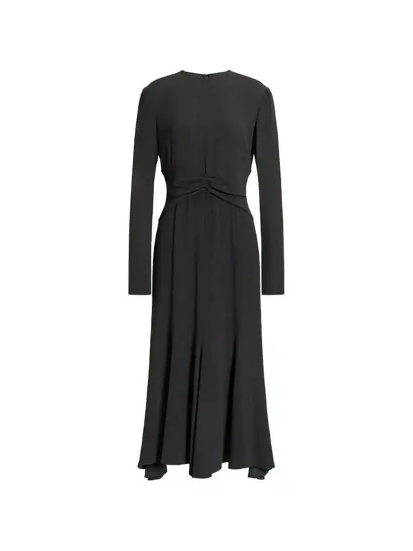 Alberta Ferretti Ruched Long-sleeve Midi Dress