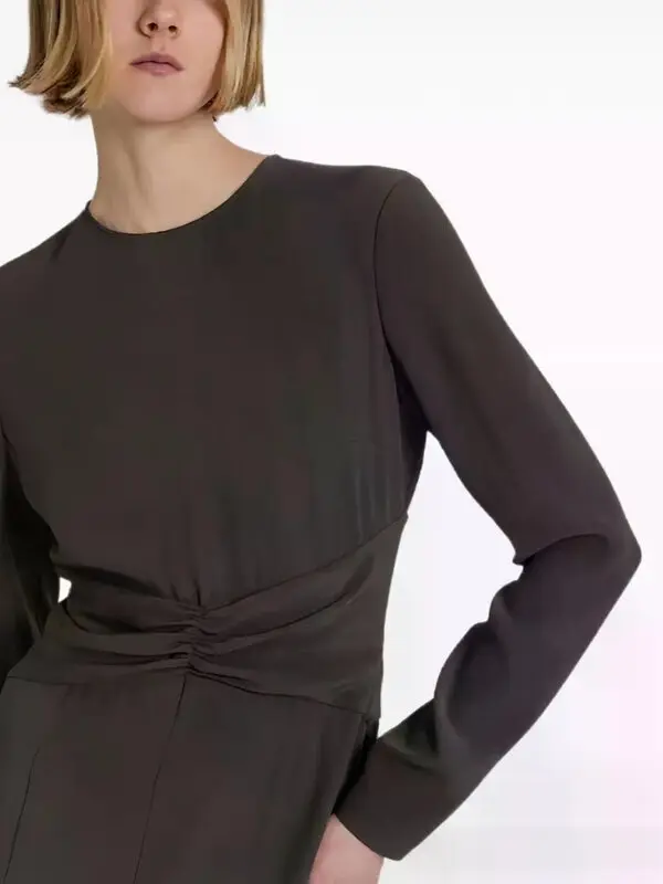 Alberta Ferretti Ruched Long-sleeve Midi Dress
