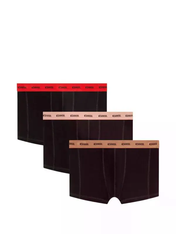 DIESEL® Logo-waistband Three-pack Boxer Briefs - Black