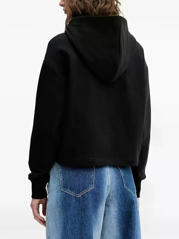Karl Lagerfeld Logo-print Cropped Hoodie - Black