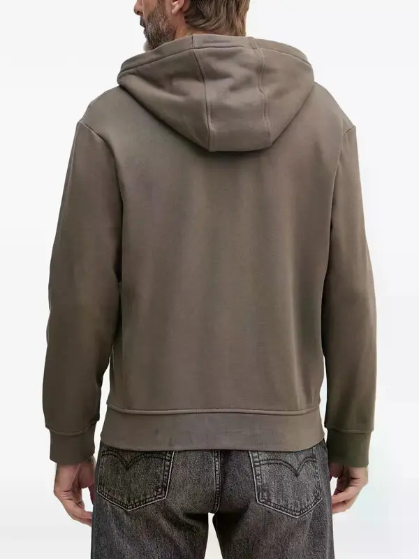 Armani Exchange Logo Embroidered Zip-up Hoodie