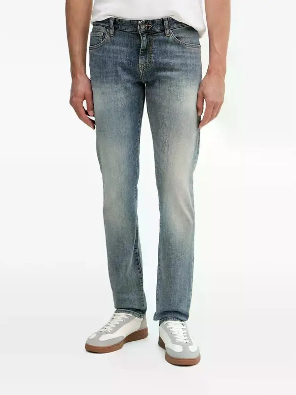 Armani Exchange Distressed Faded Jeans - Blue