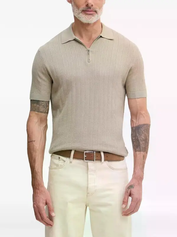 Armani Exchange Ribbed-knit Zip-fastening Polo Shirt