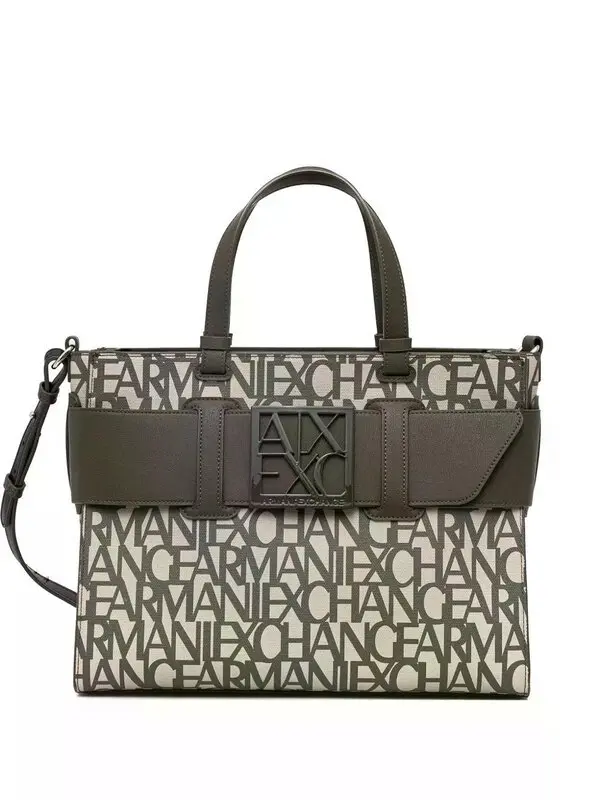Armani Exchange Logo-print Buckle-detail Tote Bag - Neutrals