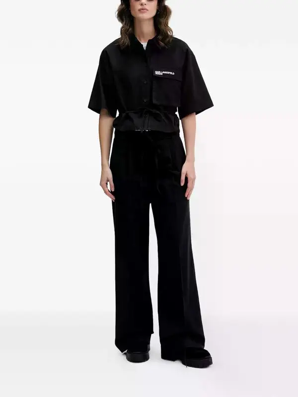Karl Lagerfeld Logo-waistband Tie-fastening Trousers - Black
