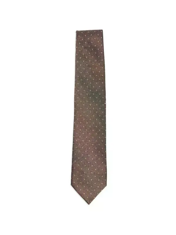 Corneliani Polka-dot Silk Neck Tie - Brown