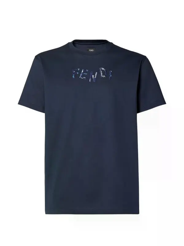 Fendi Logo-embroidered T-shirt - Blue