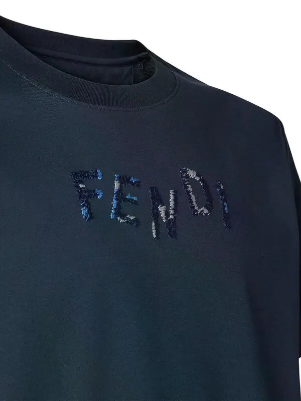 Fendi Logo-embroidered T-shirt - Blue