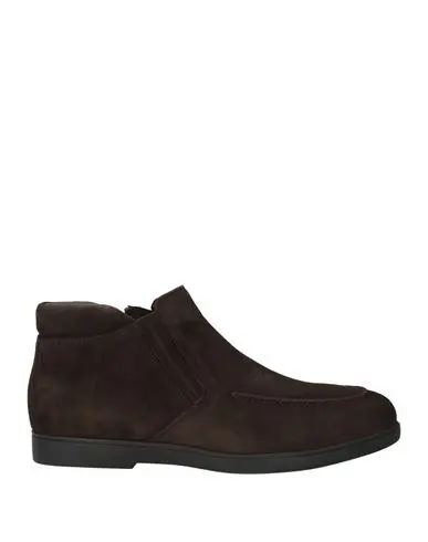 TESTONI Dark Calfskin Ankle Boots With Shearling Lining