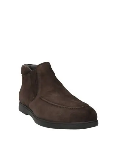 TESTONI Dark Calfskin Ankle Boots With Shearling Lining